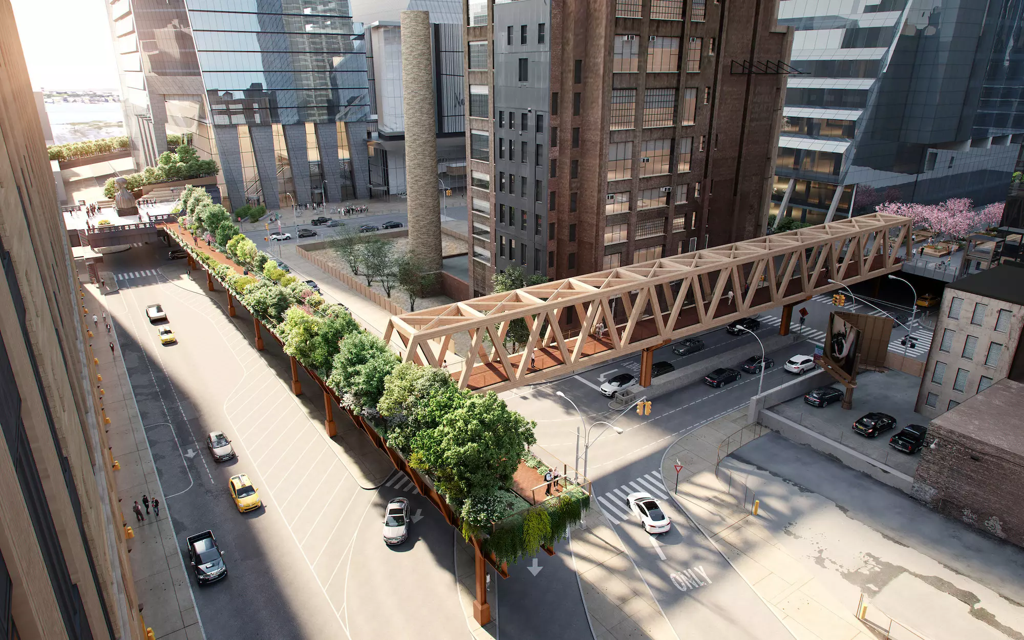 ראה את השביל המוגבה להולכי רגל שיחבר את ה-High Line לאולם הרכבת Moynihan 2647_2