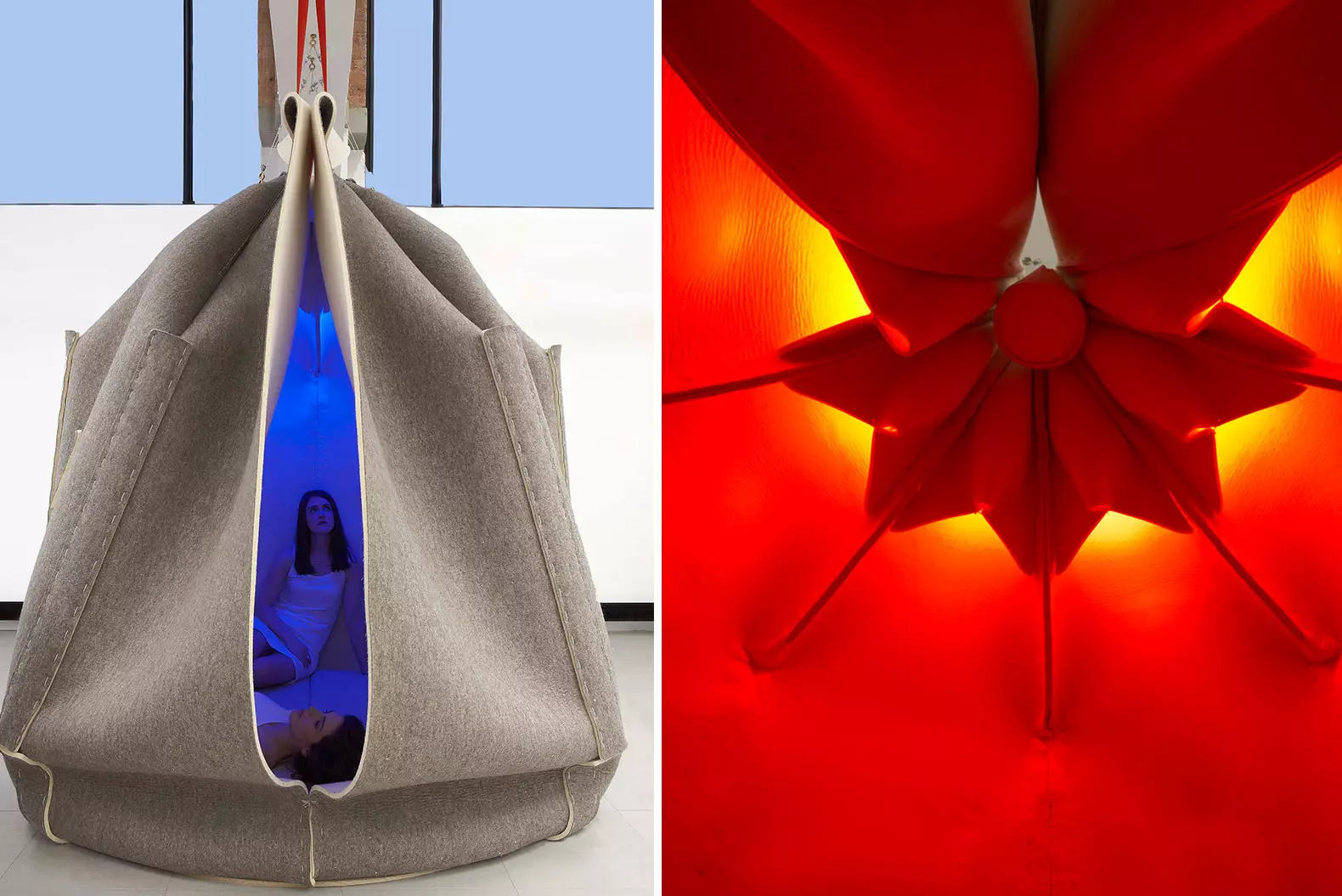 Freyja Sewell, Felt Cocoon, Sensory Concentration Space, maaliwalas na cocoon, reconnect with senses, LED lights, biodegradable felt, British design, modernong urban life space