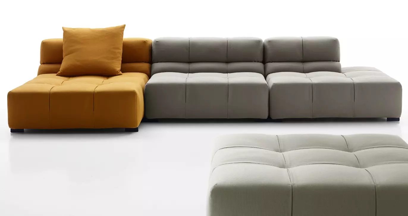 tufty Zäit Sofa, B&B Italia, modulare Miwwelen, Sektioun