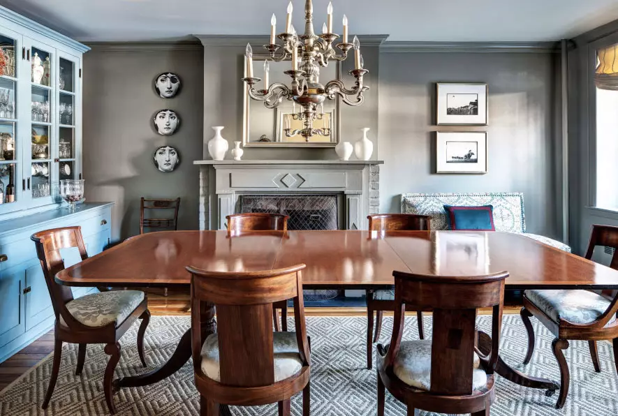 布鲁克林褐砂石，麦格拉斯室内设计，木质餐桌
