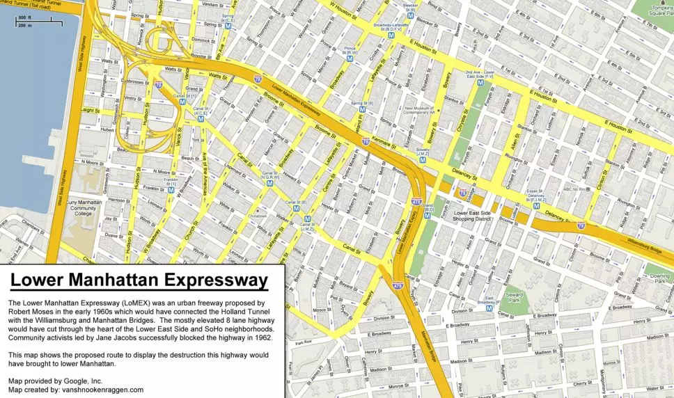 Diaľnica Mid-Manhattan, diaľnica Lower Manhattan, Robert Moses, Unbuilt Highways of NYC, Vanshnookenraggen, Andrew Lynch