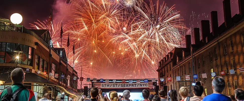 South Street Seaport Fireworks, NYC fyrverkerier, 4 juli NYC