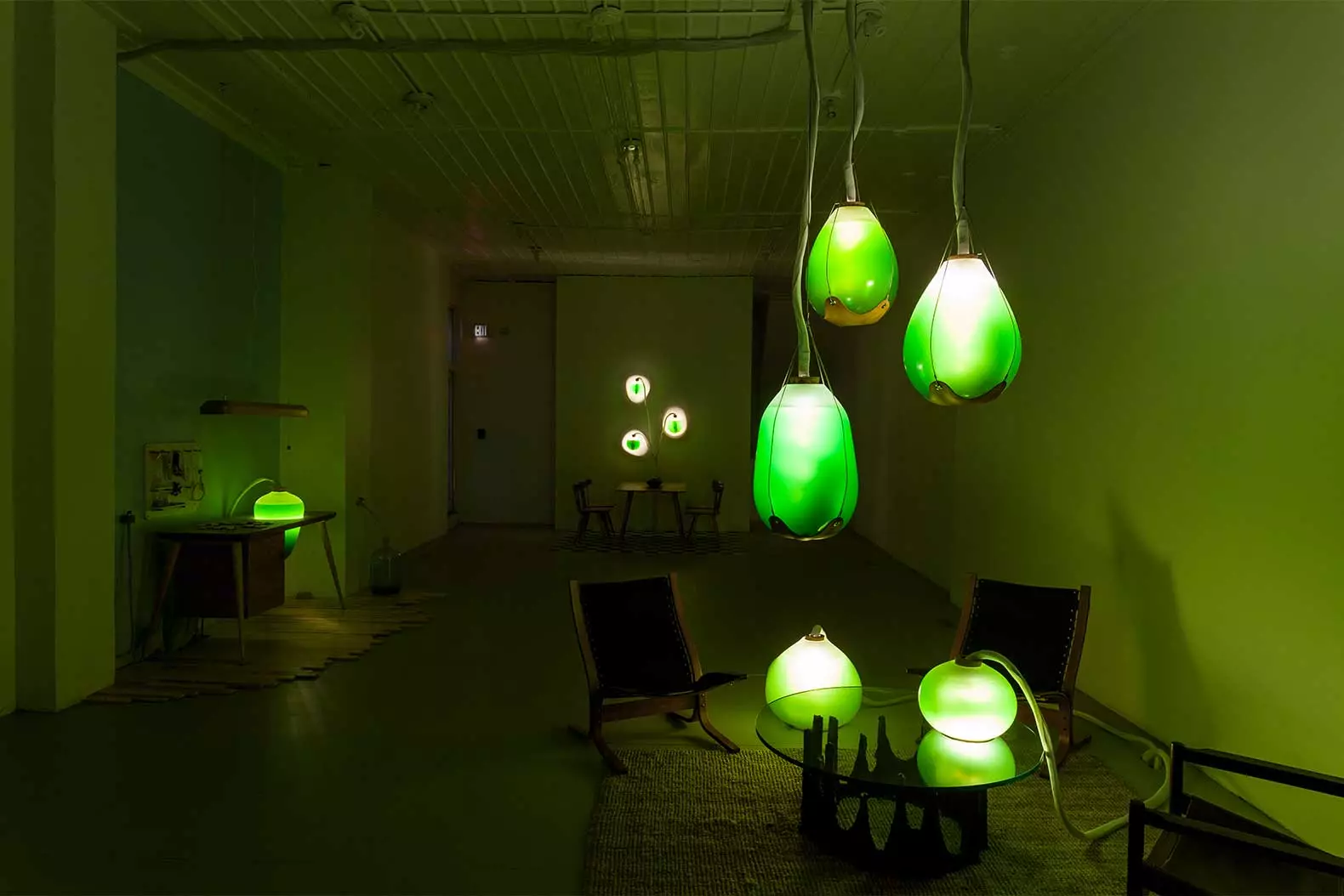 Јацоб Доуениас и Етхан Фриер, Живе ствари, фотосинтетички намештај, Фабрика душека Музеј савремене уметности у Питсбургу, намештај од спирулине, спирулина лампе