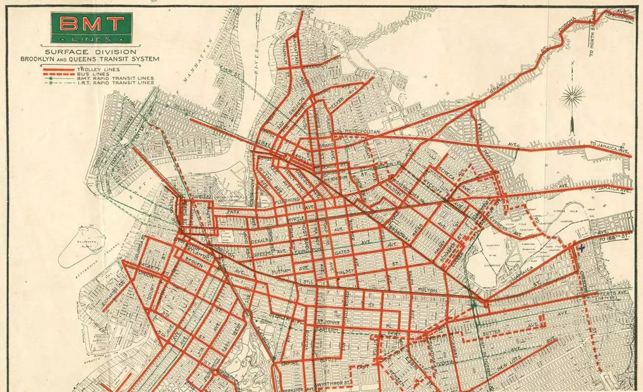 Мапата на количка од 1930-тите покажува колку е лесно да се стигне околу Бруклин 28798_1