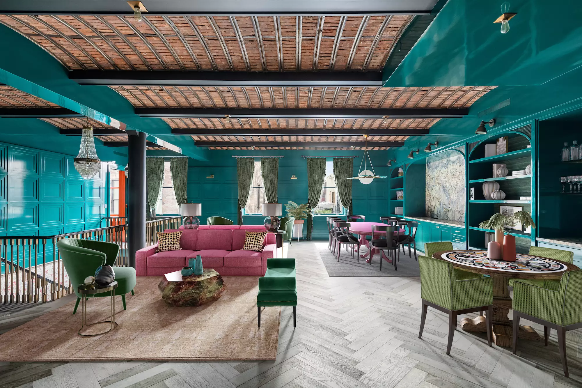 著名餐廳設計師為這座價值 1800 萬美元的 Soho 複式公寓配備了色彩、圖案和趣味性 2934_8
