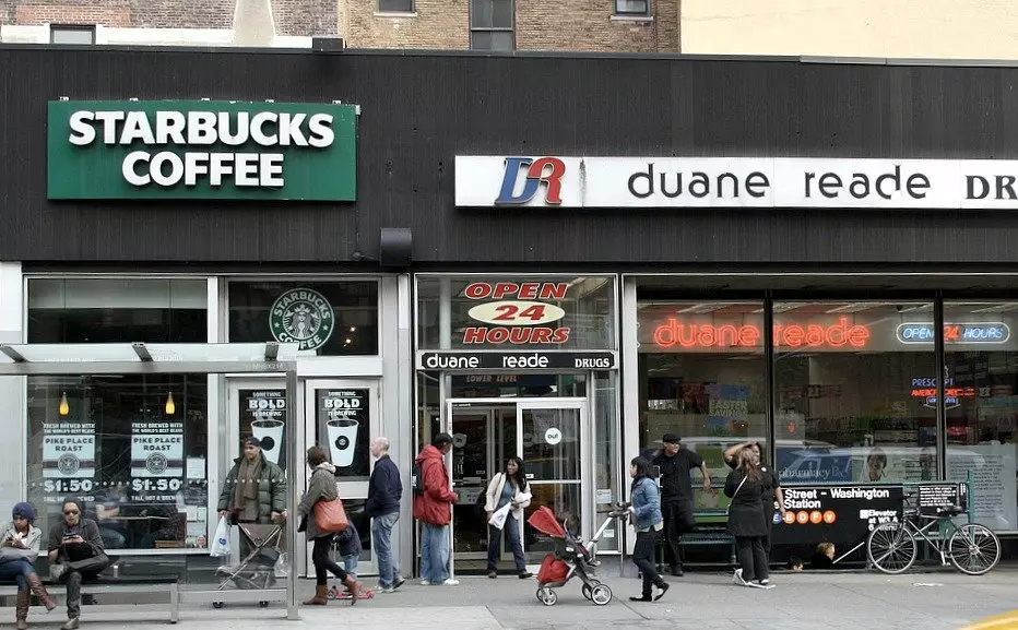 NYC chèn magazen, Starbucks, Duane Reade
