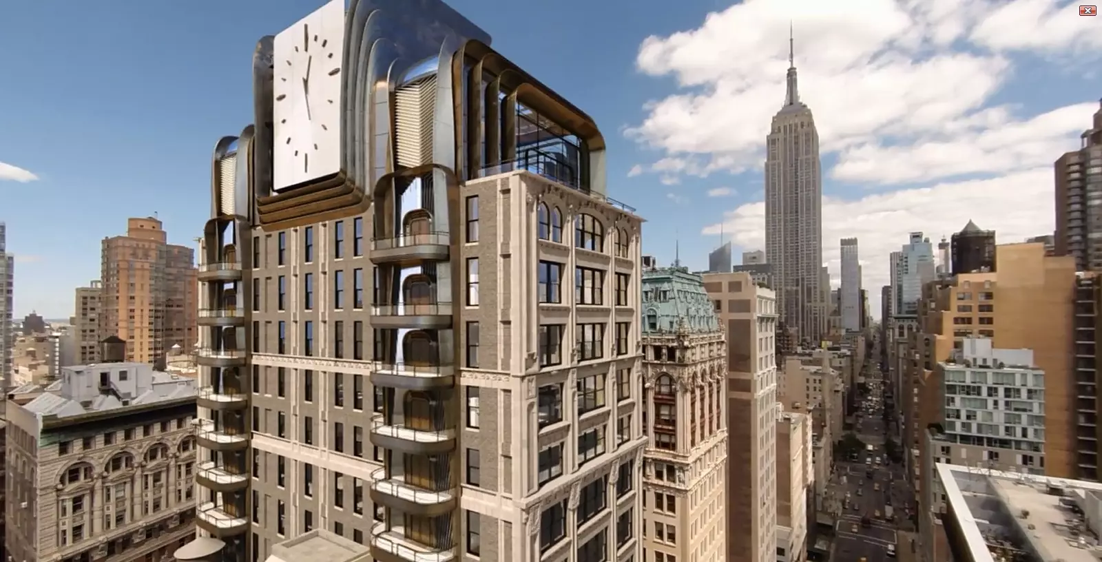 Noi redări pentru 212 Fifth Avenue arată un restaurant capricios la ultimul etaj și un ceas enorm 30081_1