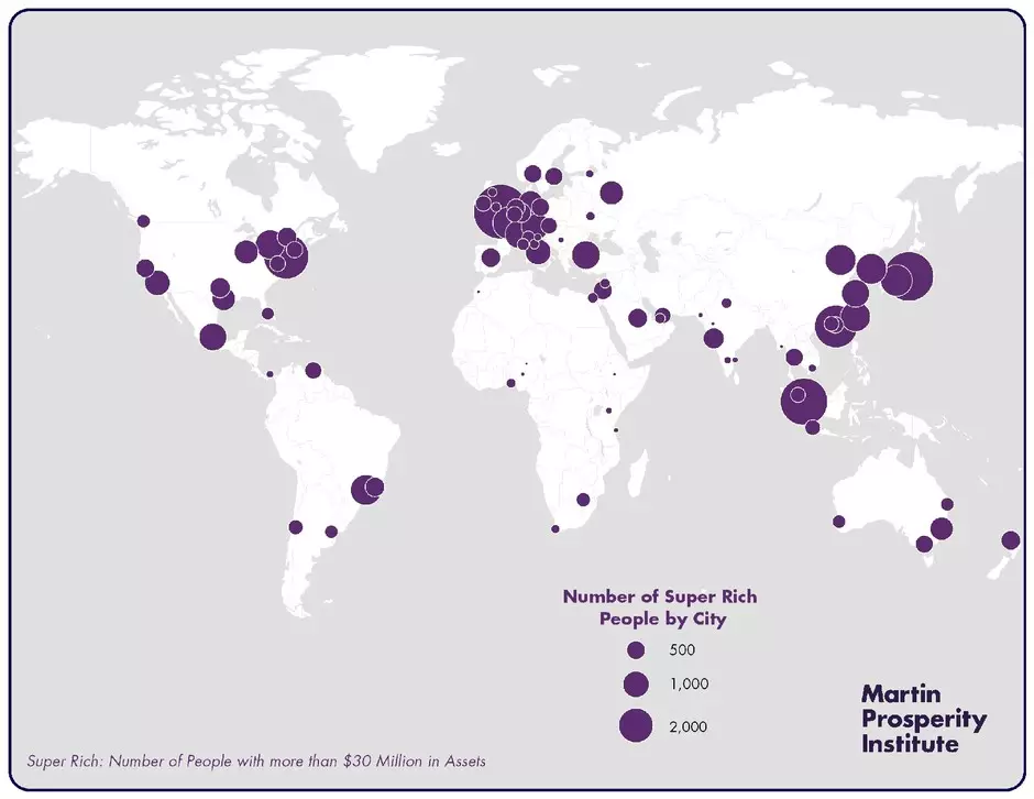 Еве карта каде живеат лудо богатите во светот 30144_1