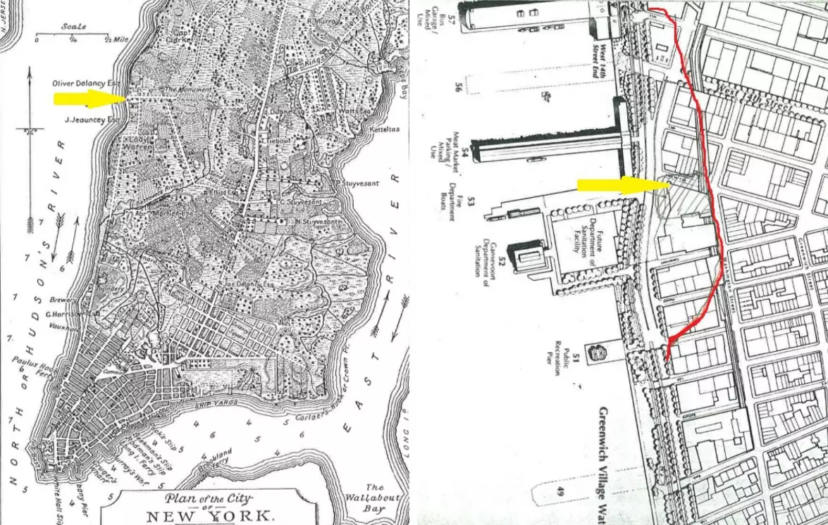 Gansevoort merkatua, Meatpacking auzoan, Manhattango zabortegia, NYC mapa historikoak