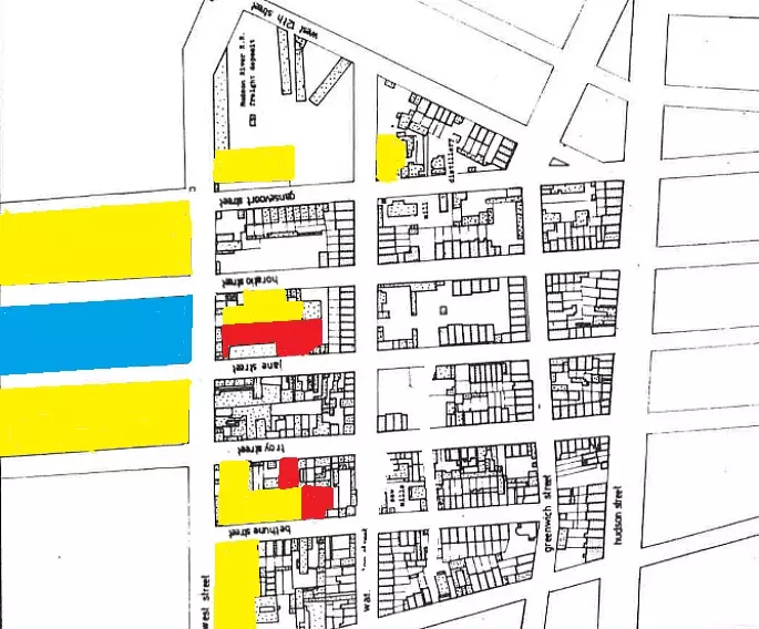 Gansevoort 市場、肉類加工區、曼哈頓垃圾填埋場、紐約市歷史地圖