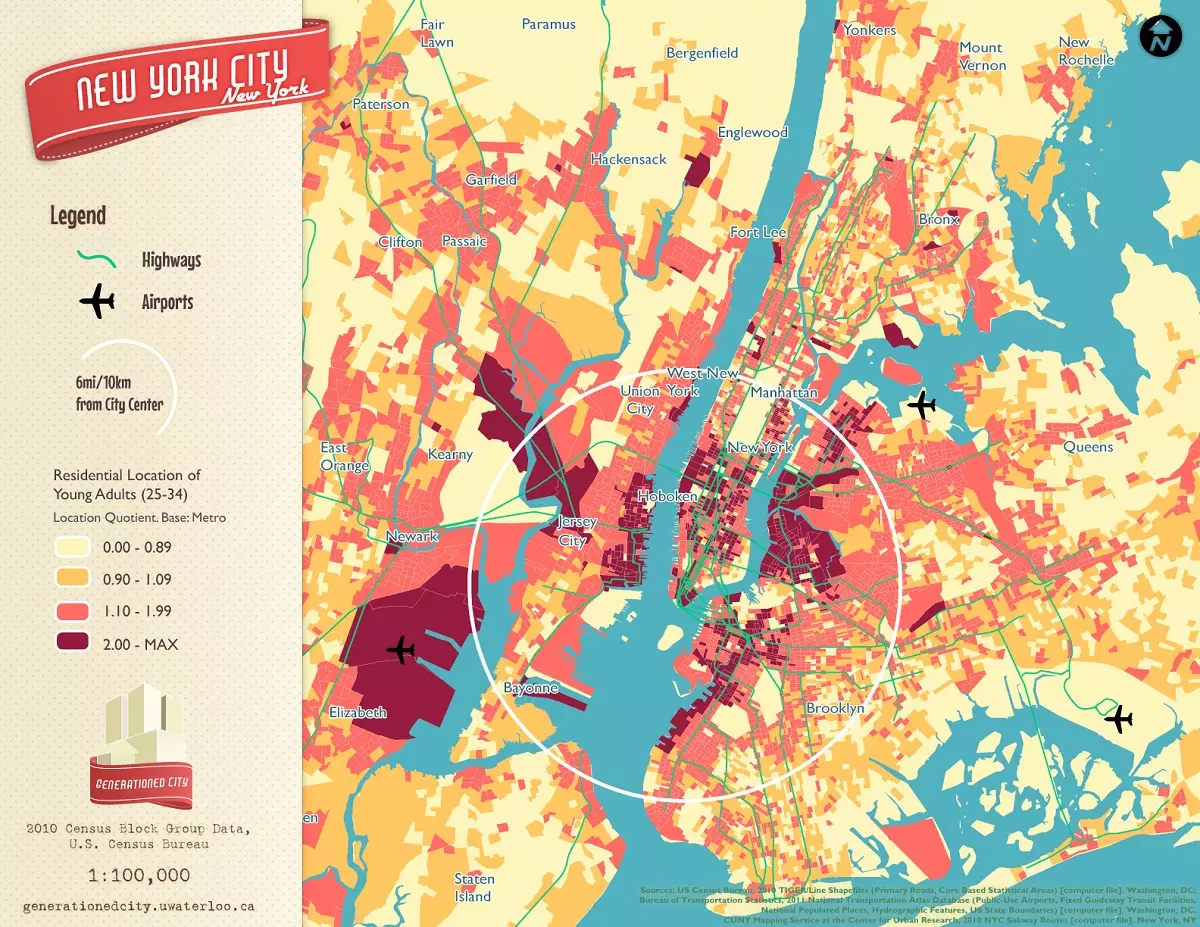 Kartlägga var i NYC Millennials Live 30610_1