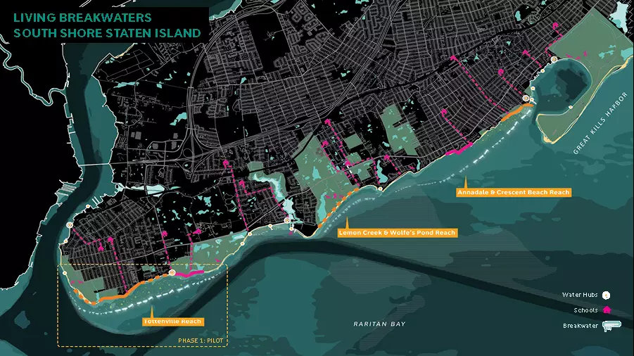 ሕያው Breakwaters፣ SCAPE፣ Kate Orff፣ Oysters፣ Tottenville፣ በንድፍ እንደገና መገንባት፣ ስታተን ደሴት፣ ኢኮሎጂ፣