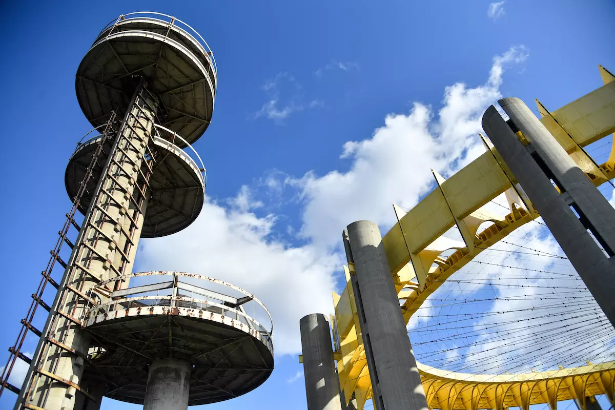 New York State Pavilion, world's fair pavilion, philip johnson, new york city department of parks, nyc parks, restoration, flushing meadows, corona park, queens, world fair, libaka tsa histori.