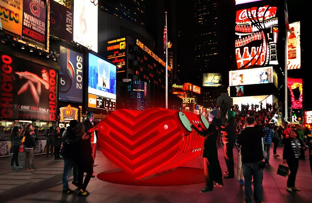 Times Square Mendapat Gendang Bandar yang Menyentuh Jantung untuk Hari Valentine 31517_1