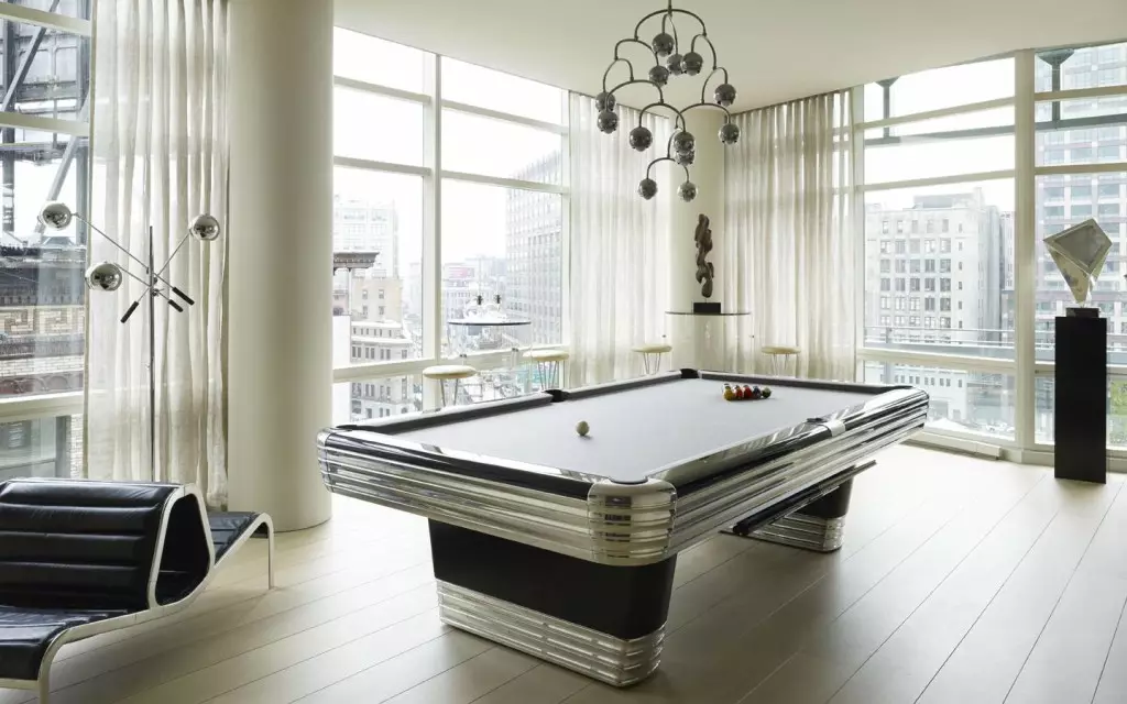 Tribeca Triplex, Amy Lau, chrome pool table