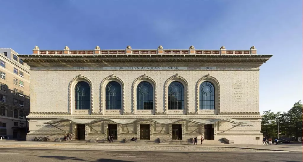 Glass Canopy Brooklyn Academy of Music, moralo oa likhalase tsa khalase, mehato ea BAM, BAM brooklyn