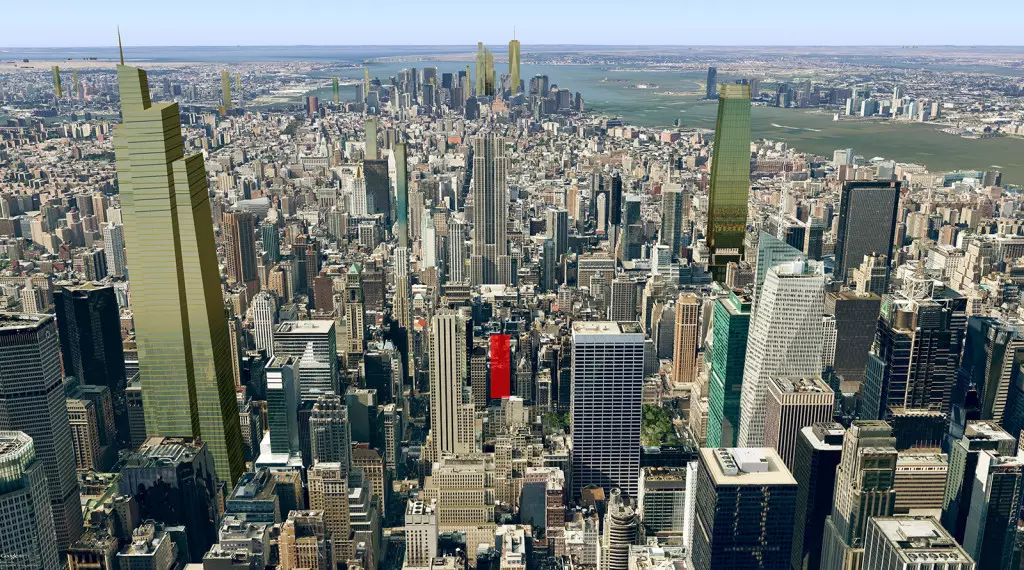 Google Earth, NYPL, Bryant Park, NYC-konstruksie, ontwikkelingsprojekte, manhattan-projekte