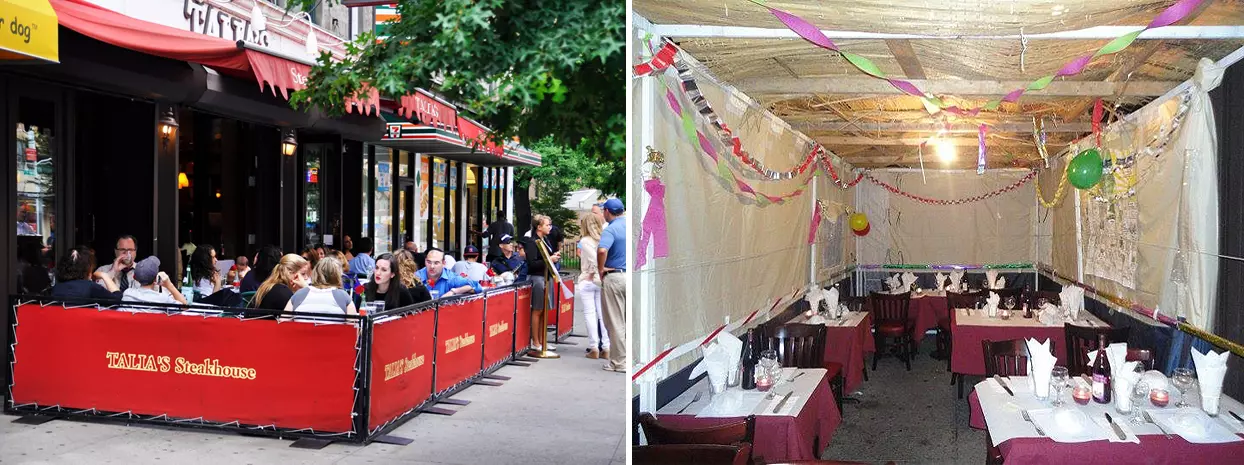 Ресторант на Талия Sidewalk sukkah, Talia's Restaurant, Sidewalk sukkah, nyc sukkah