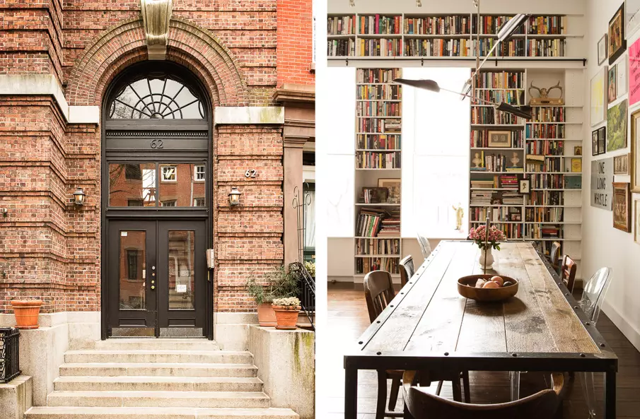 Gác xép ở Brooklyn Heights, Elizabeth Roberts, Kiến trúc lắp ghép, Giá sách, Cải tạo, Nội thất