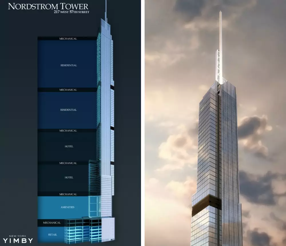 217 West 57th Street, Nordstrom Tower, Adrian Smith et Gordon Gill, NYC supertalls, développement Extell, 432 Park Avenue