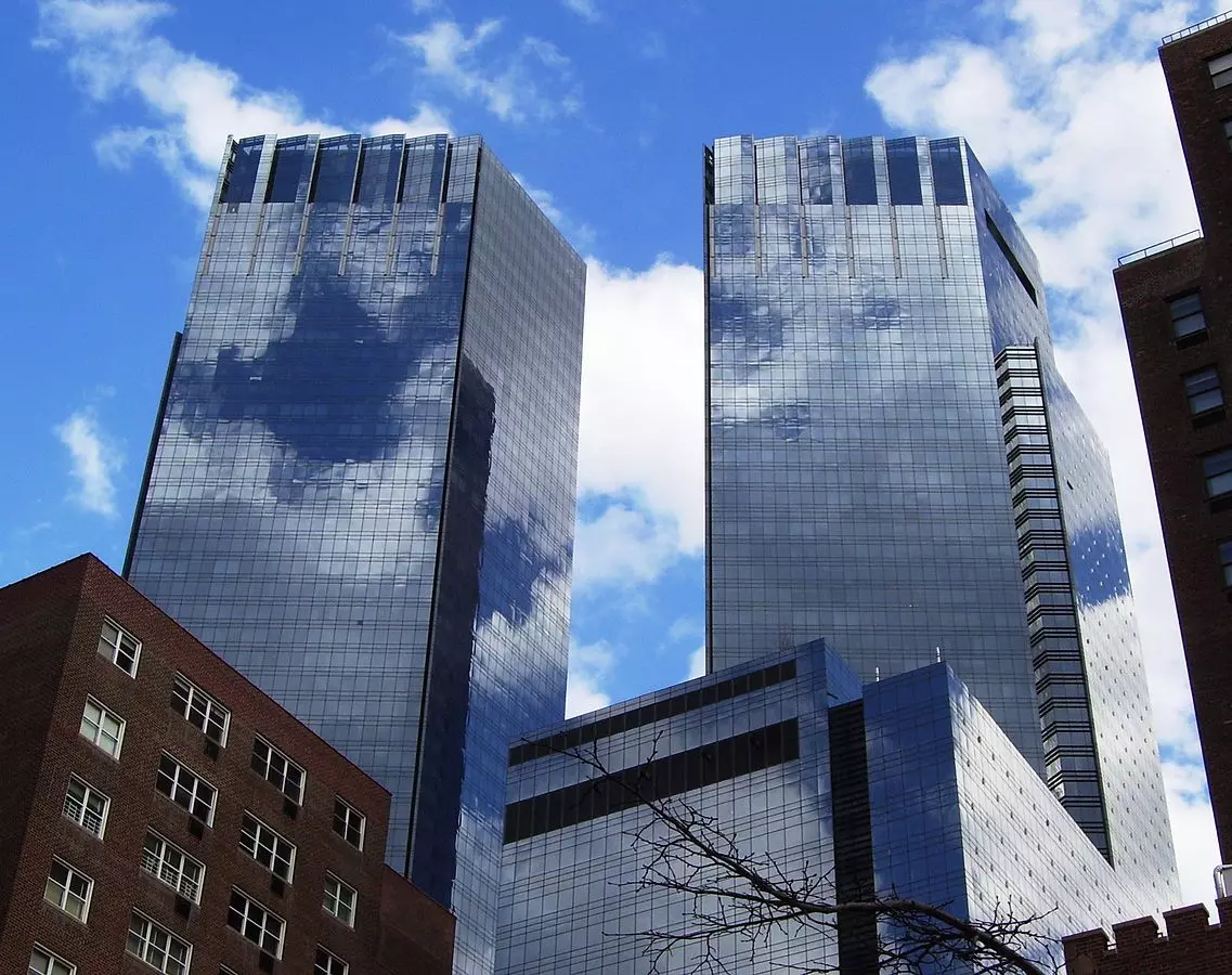 NYC glêzen tuorren, Time Warner Center, glêzen konstruksje, Skidmore Owings & Merrill