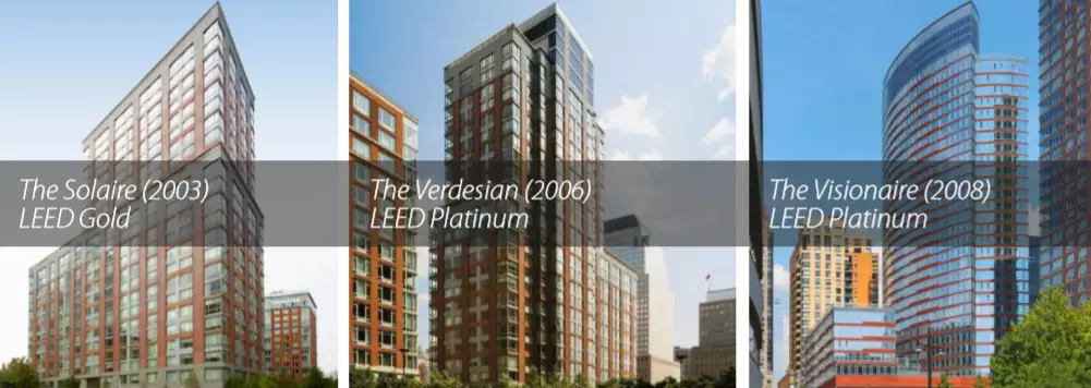 Battery Park City, NYC LEED cov tsev, Lub Verdesian, Lub Solaire, Lub Visionaire