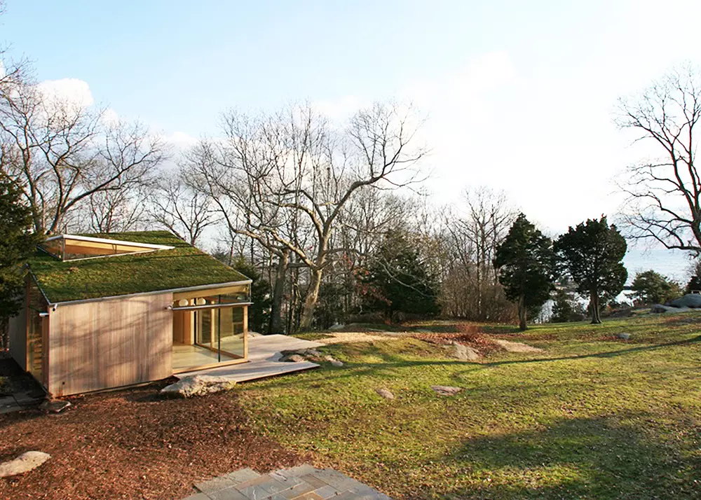Vilë e qetë prej druri nga Grey Organschi Architects është në krye nga një çati me myshk me gëzof 33543_1