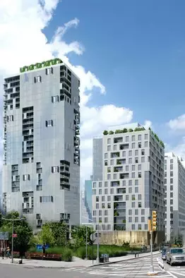 Asymtope, Marvel Architects 및 NV/da+O'Neill McVoy, 부두 6, 부두 6 주택, 브루클린 브리지 파크 아파트, 브루클린 브리지 파크 저렴한 주택