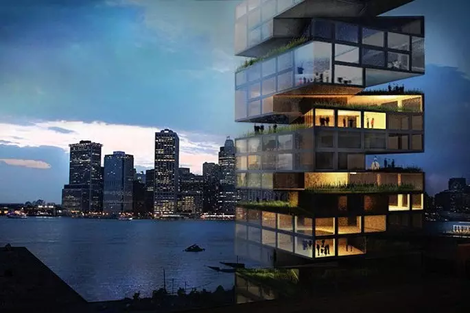 Asymtope, Marvel Architects 및 NV/da+O'Neill McVoy, 부두 6, 부두 6 주택, 브루클린 브리지 파크 아파트, 브루클린 브리지 파크 저렴한 주택