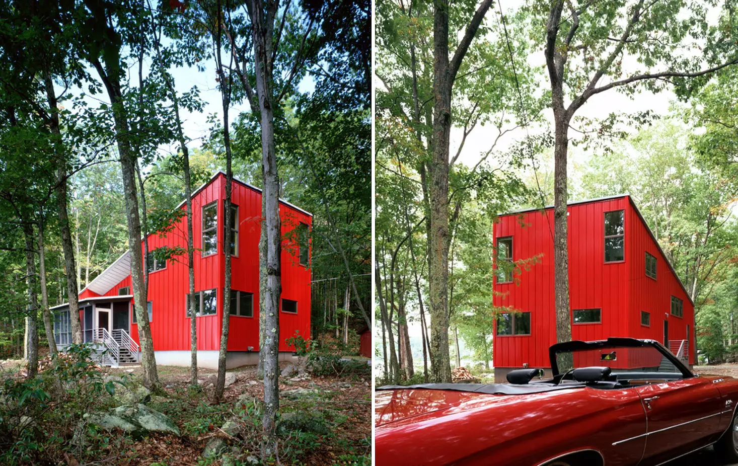 Ryall Porter Sheridan Architects, წითელი სახლი, შტატის ნიუ-იორკის არქიტექტურა, გეომეტრიული არქიტექტურული დიზაინი, შტატის ზეგანის რეტრეატები