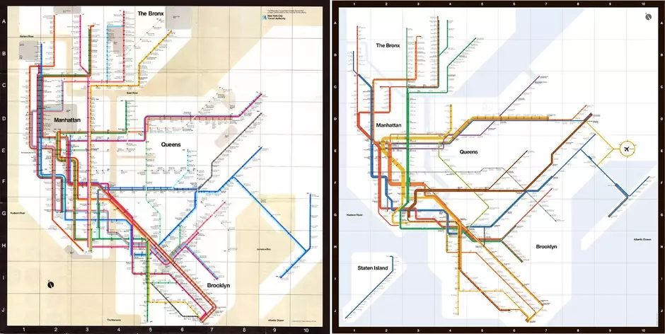 Massimo Vignelli, NYC Subway Maps, NYC Vignelli नकाशा, भूमिगत भुयारी मार्ग नकाशे