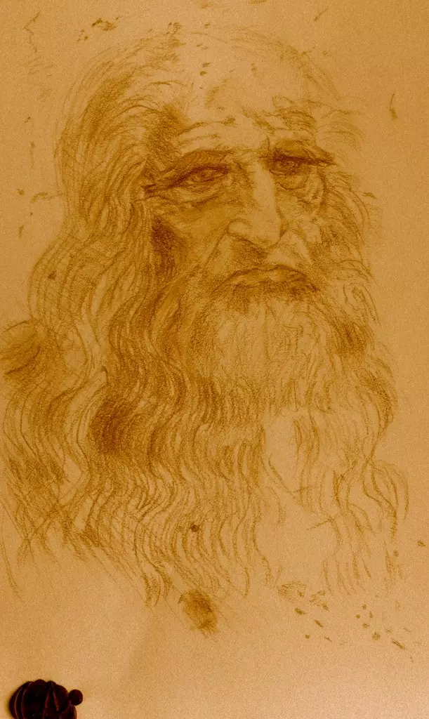 រូបគំនូររបស់ជាងឈើ David aaron របស់ Leonardo Da Vinci, David aaron carpenter, Sketch of Leonardo Da Vinci