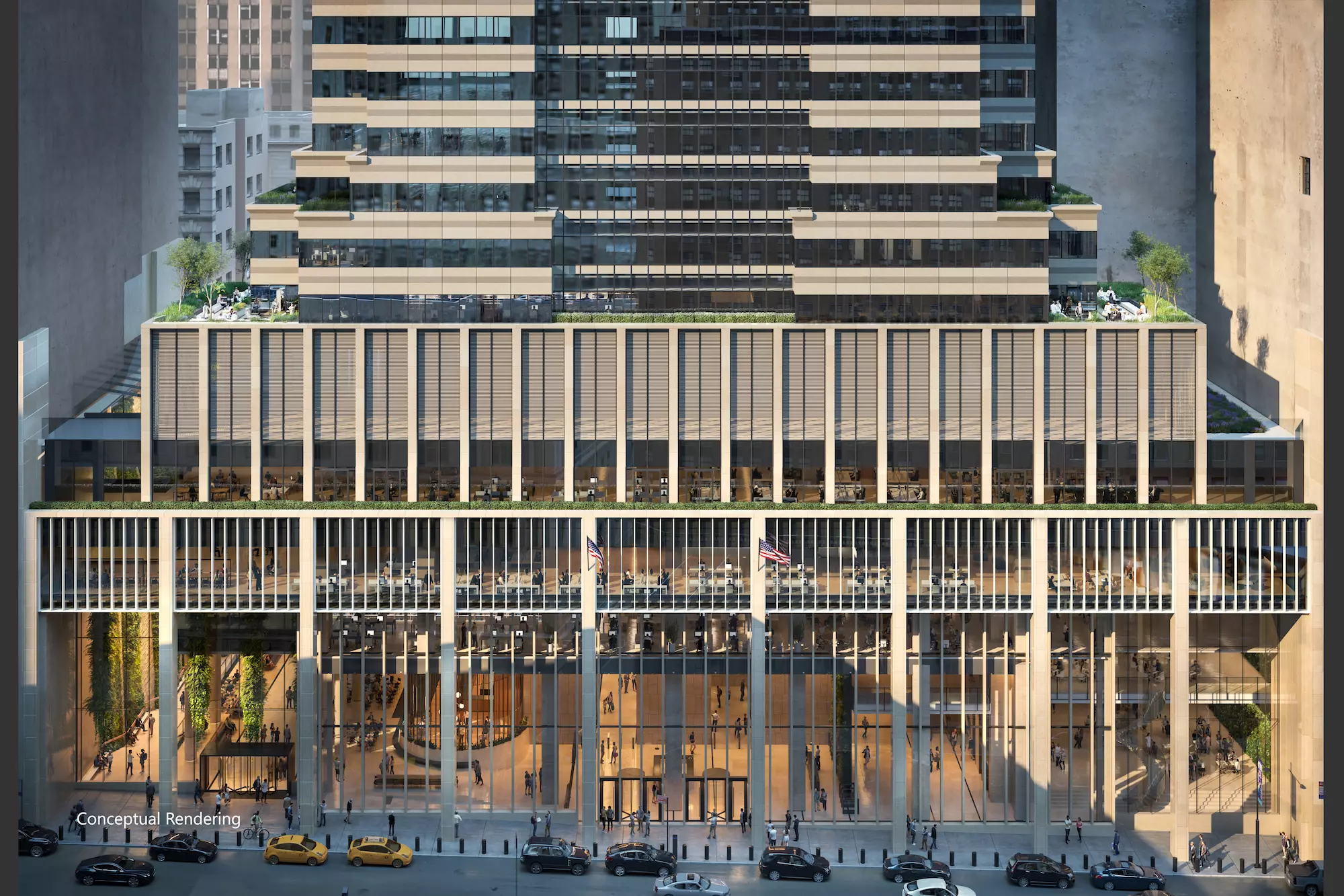 60 Rindërtimi i Wall Street-it zëvendëson atriumin postmodern me një çati prej xhami dhe mur masiv të gjelbër 100 këmbë 3515_5
