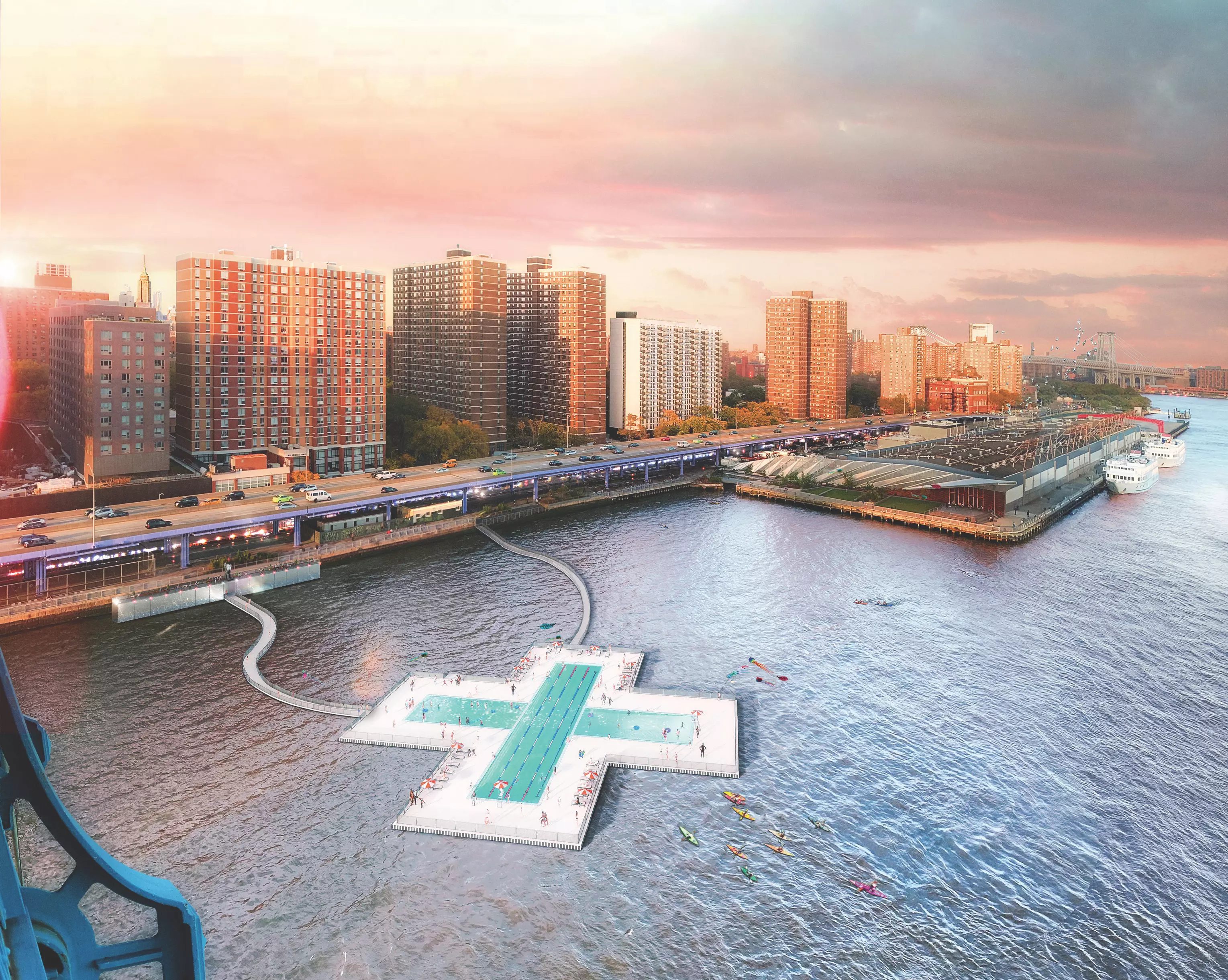 Do East River oficiálně přichází samofiltrační plovoucí bazén 3573_1