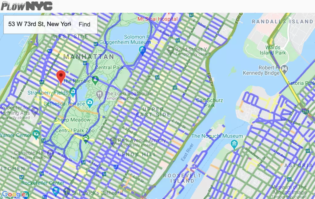 تتبع التقدم المحرز في محاريث الثلج في مدينة نيويورك باستخدام هذه الخريطة التفاعلية