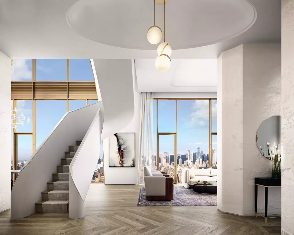 Dengan harga $33 juta, penthouse tertinggi di UES memiliki lengkungan dramatis dan tiga tingkat teras 540_3