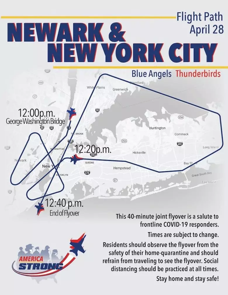 Thunderbirds, Milyaketên Şîn ku li ser NYC bifirin da ku xebatkarên bingehîn rûmet bikin 6506_2
