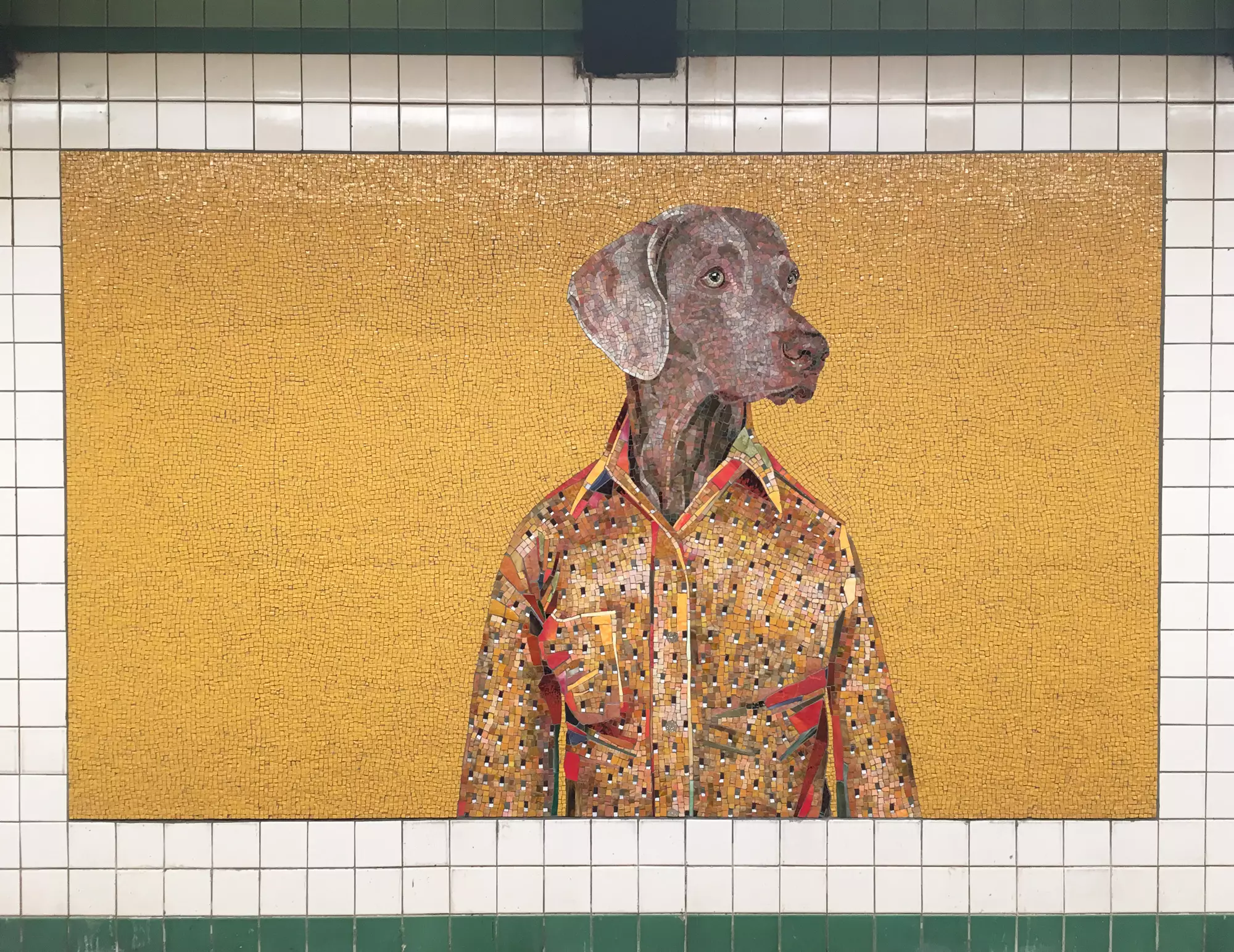 Stanica metra 23rd Street, William Wegman, psy Weimarský stavač, MTA Arts for Transit, umenie NYC metra, mozaiky metra