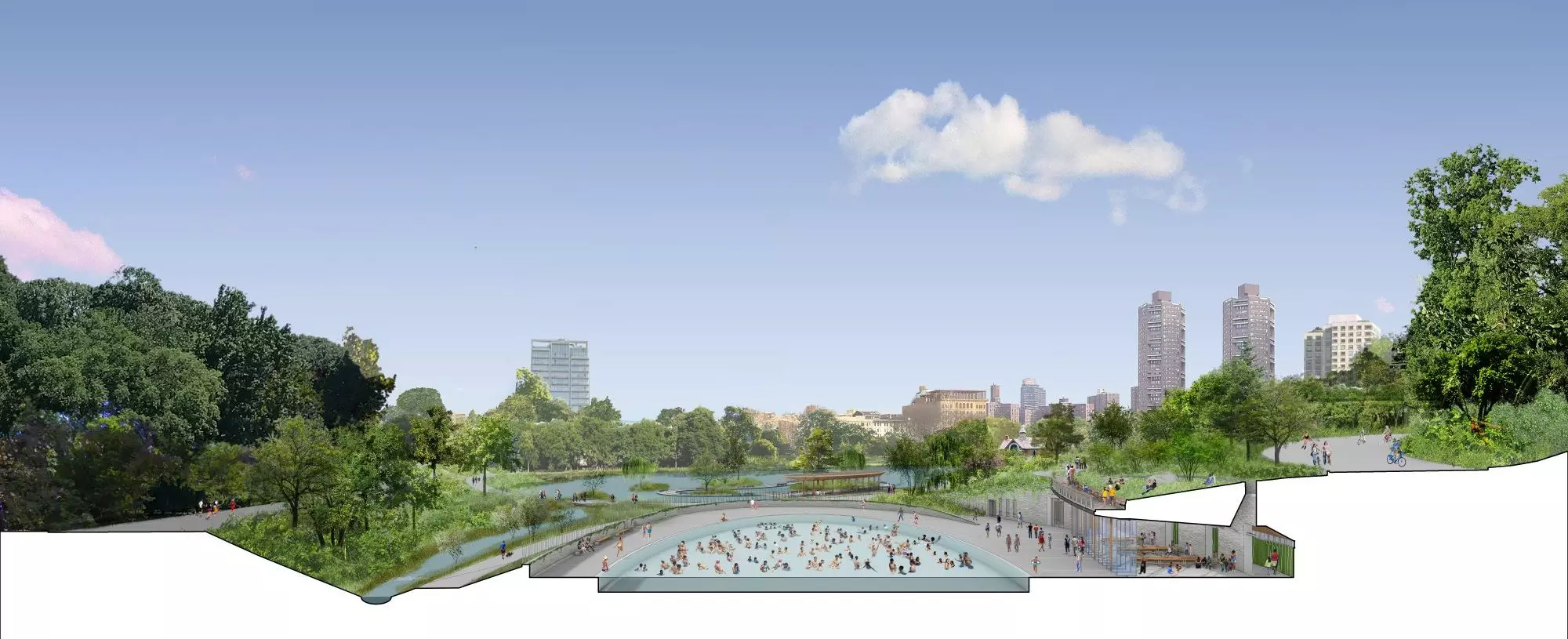 Planifica renovar a pista e a piscina de Central Park North ás que se opoñen os patinadores e nadadores locais 7133_2