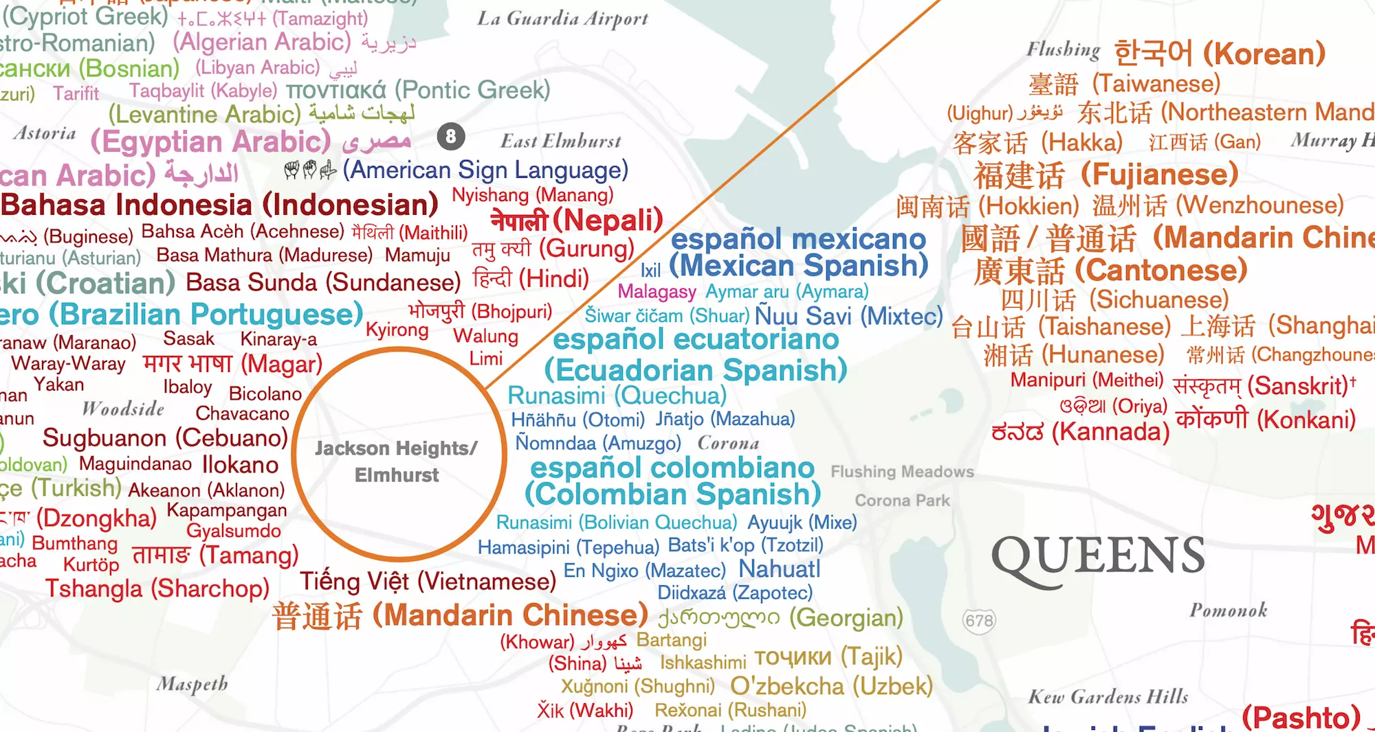 Новата карта прикажува над 600 јазици што се зборуваат во Њујорк 7792_2