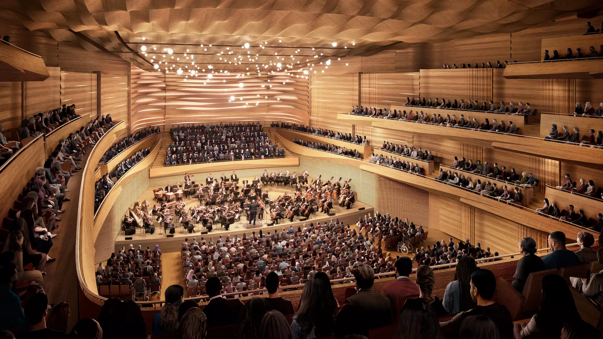 Ontwerp onthul vir New York Philharmonic se opgeknapte konsertsaal van $550 miljoen 7808_1