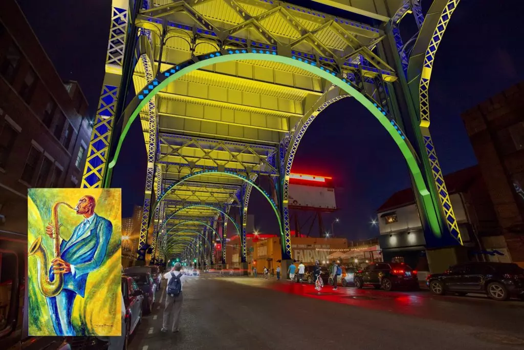 La Arches of Harlem (Arkoj de Harlem) planas turni la Riverbordan Veturadon-Viadukton en publikan lum-artan instalaĵon
