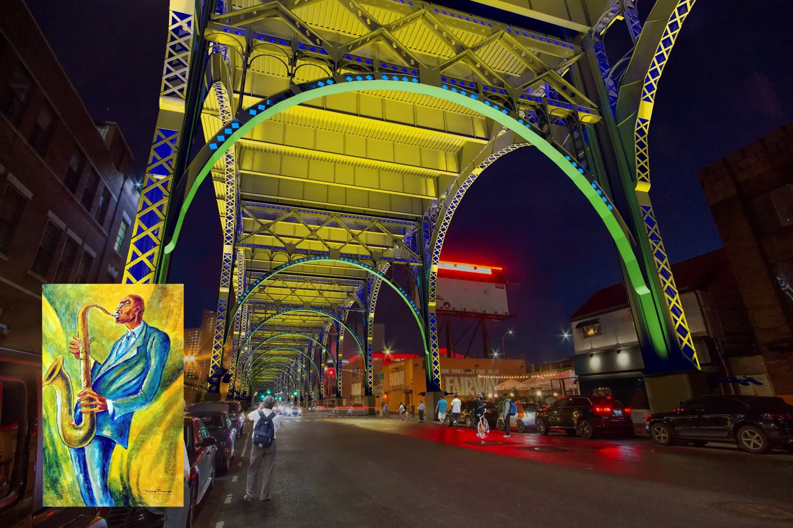 Az Arches of Harlem célja, hogy a Riverside Drive Viaduktot nyilvános fényművészeti installációvá alakítsa 8240_1