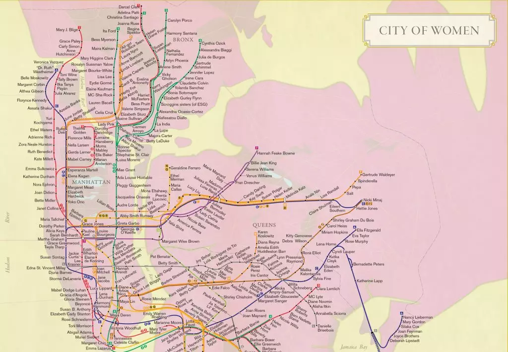 Ο νέος χάρτης της πόλης των γυναικών αποδίδει μια σημαντική γυναικεία φιγούρα και στους 424 σταθμούς του μετρό